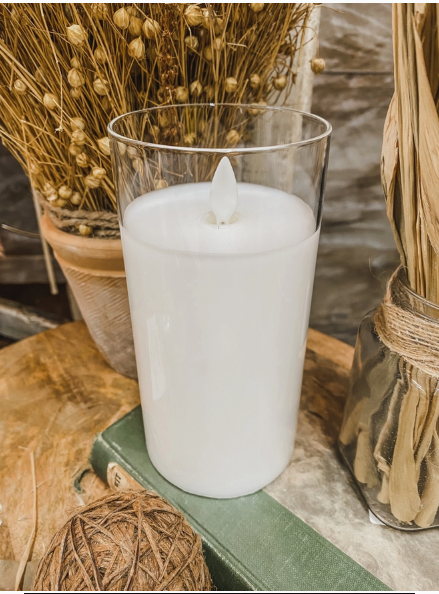 Clear Glass LED Candle 3x6 – Modest Marge LLC