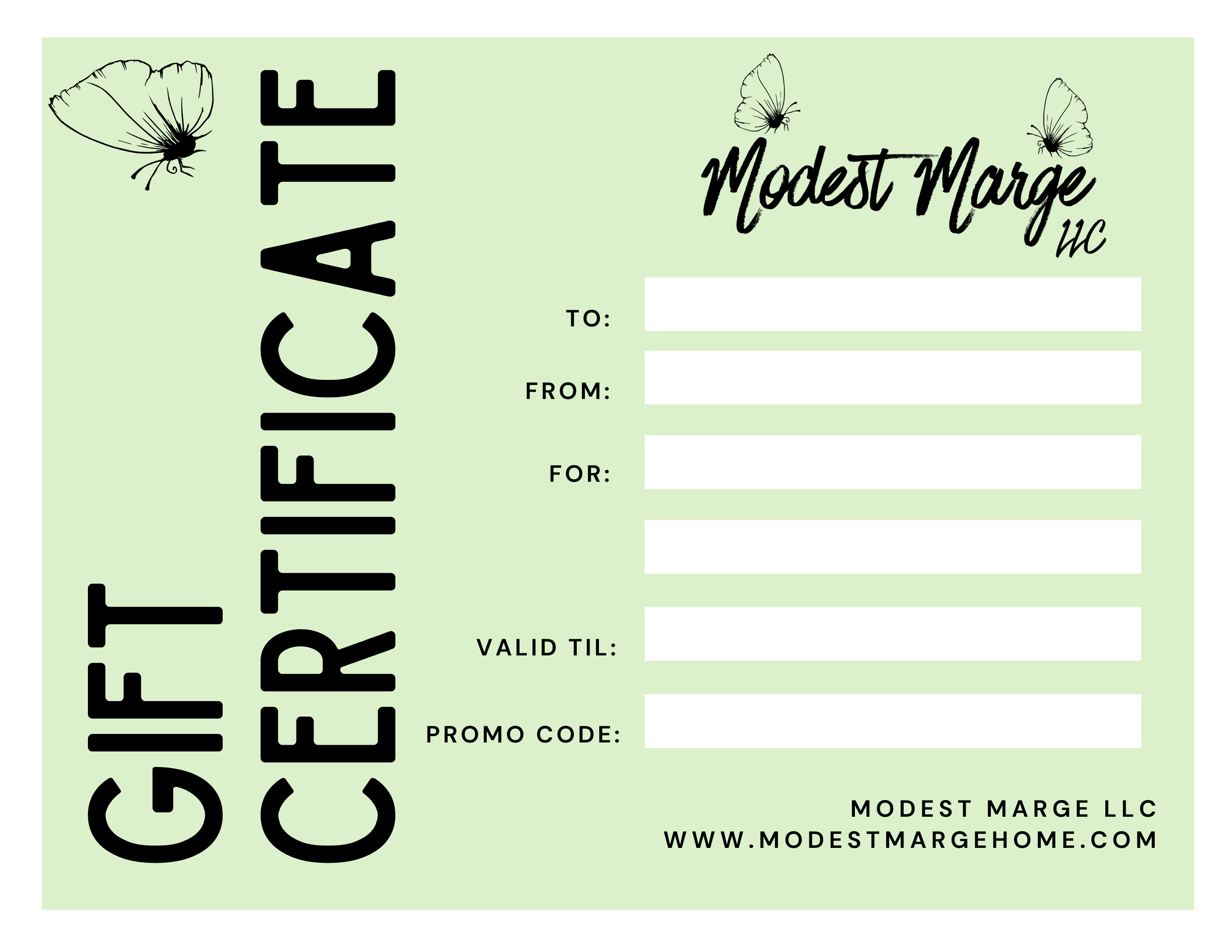 Gift Certificate – Modest Marge LLC